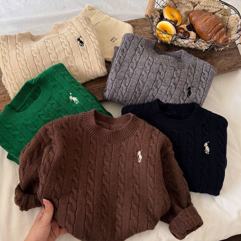 Children Warm Sweater Autumn New Solid Color Embroidered Long Sleeve ...
