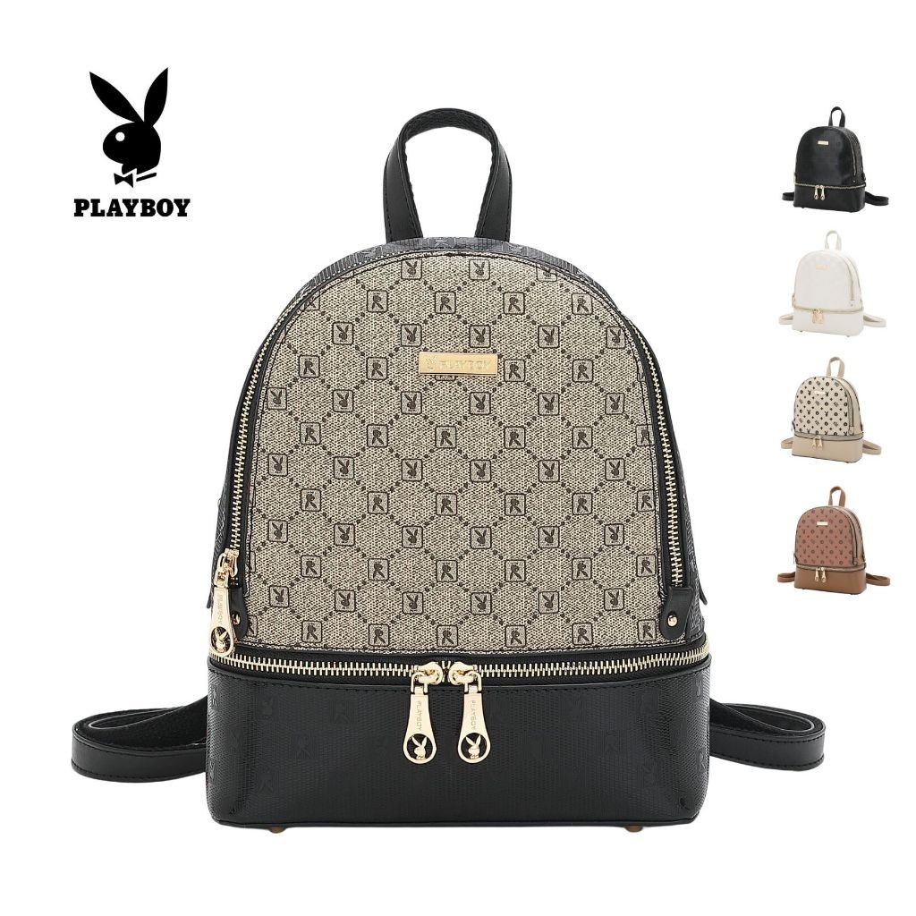 PLAYBOY Ladies Monogram Backpack BZW 343 Multi Color | Shopee Singapore