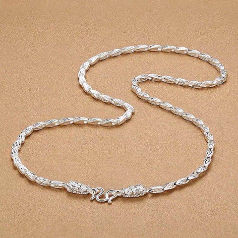 【现货】999 Silver Necklace Men's Dragon Bone Chain Pure Silver Fashion ...