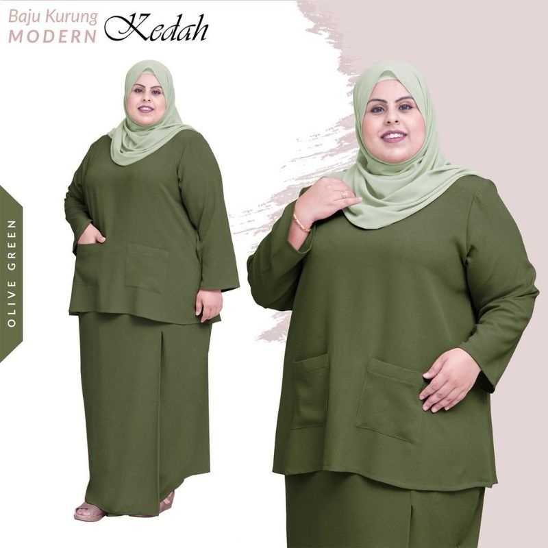 PLUS SIZE BAJU KURUNG KEDAH PLAIN "Raya Series 2024" By Al aqsa ...