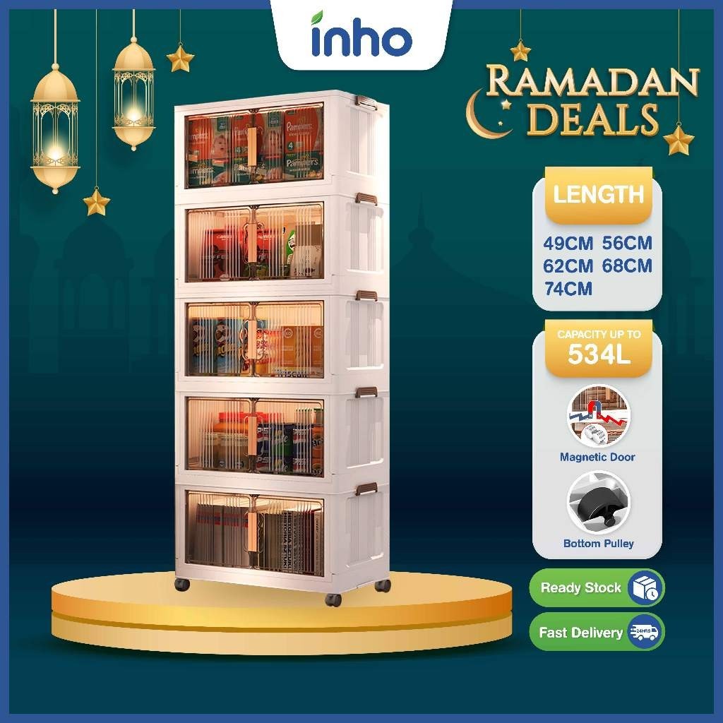 INHO 1/2 Layers Foldable Storage Cabinet Multipurpose Storage Cabinet ...