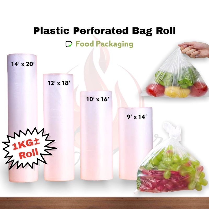 Plastic Bag Perforated Roll (1Kg) Supermarket Bag Frozen Food/Vegetable ...