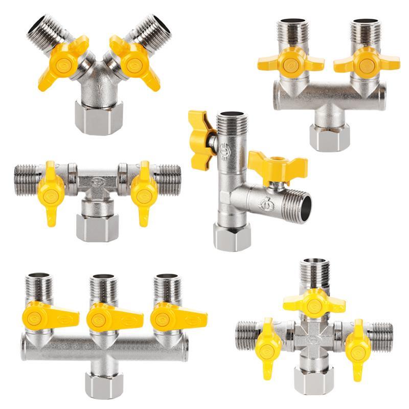 【现货】Faucet angle valve diverter 1/2 water heater with switch 1 in 3 out ...