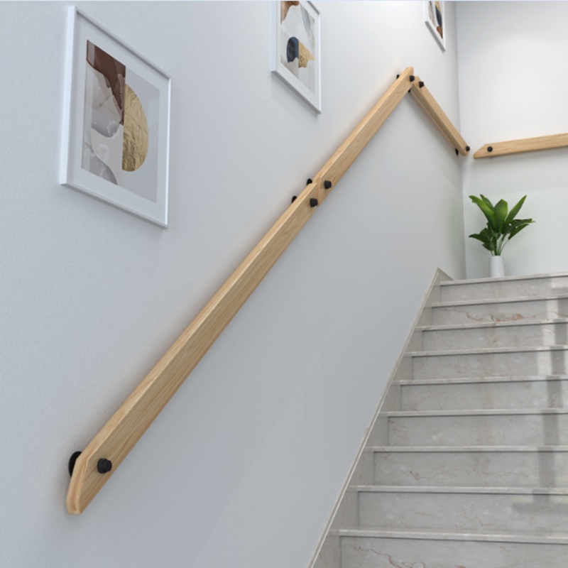 Solid Wood Stair Handrails Staircase Rail Home Against The Wall Wooden ...