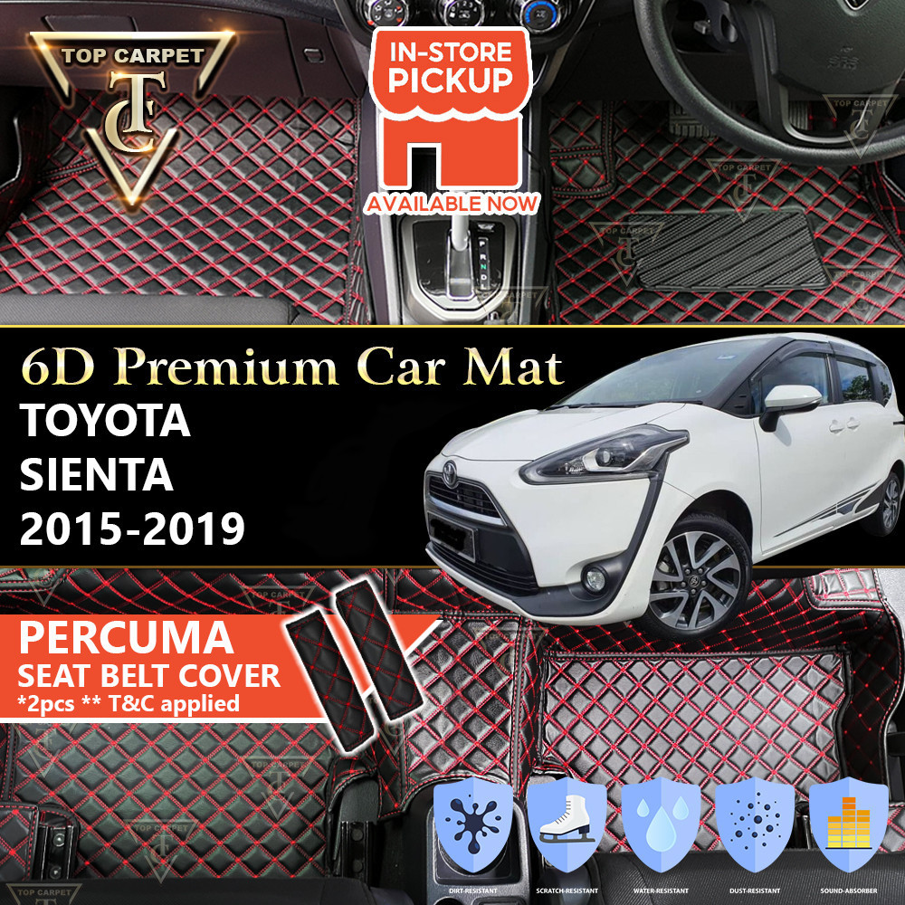 TOYOTA SIENTA ( 2015 - 2019 ) 6D PU Leather Car Carpet VIP Car Mat ...