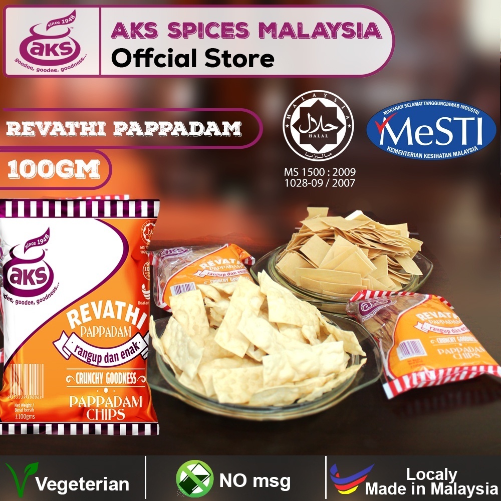 AKS Crispy Pappadam Chips (100g) | Shopee Singapore