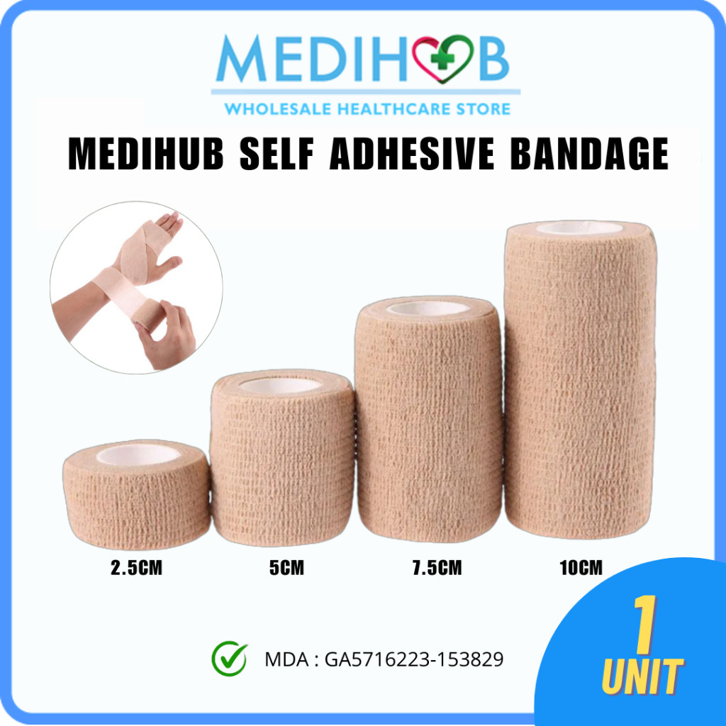 [MDA APPROVED] MEDIHUB Self-Adhesive Cohesive Bandage Wound care ...