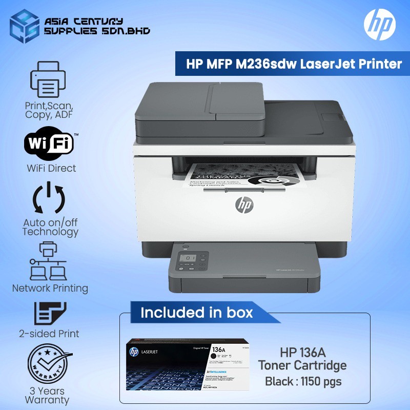 HP LaserJet MFP M236DW M236SDW All In One A4 Printer / Print Scan Copy ...