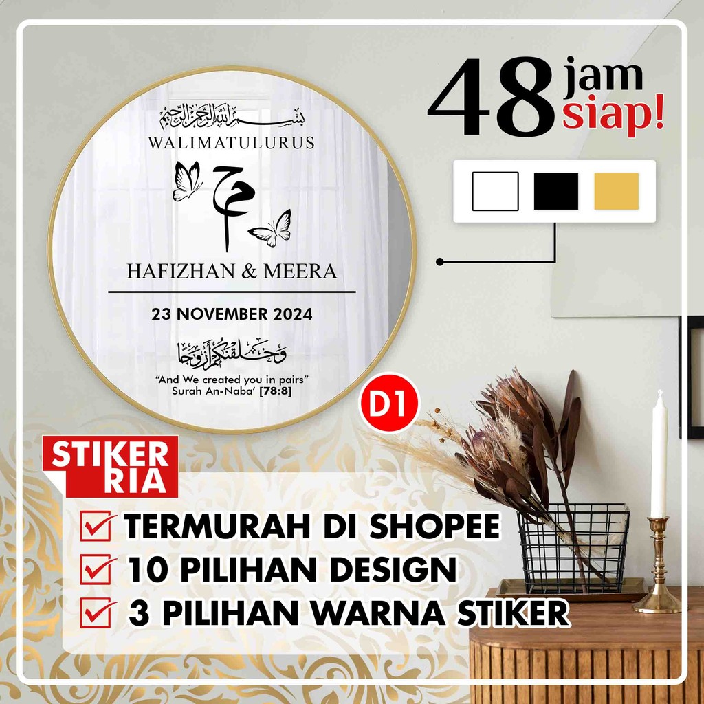 Stiker Cermin Bulat Wedding - Round mirror / Stiker kahwin / Welcome ...