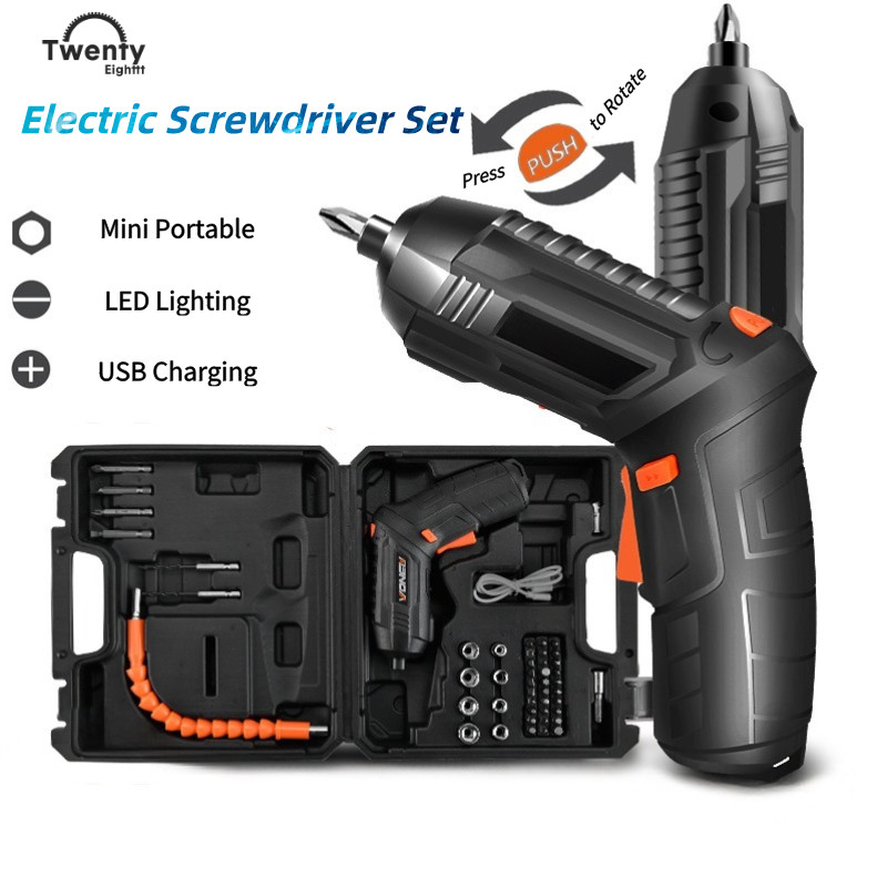 47-in-1 Cordless Drill Set - Foldable Electric Screwdriver with Toolbox ...