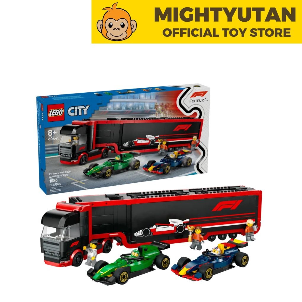 LEGO City 60445 F1 Truck with RB20 & AMR24 F1 Cars Toys for Kids Boys ...
