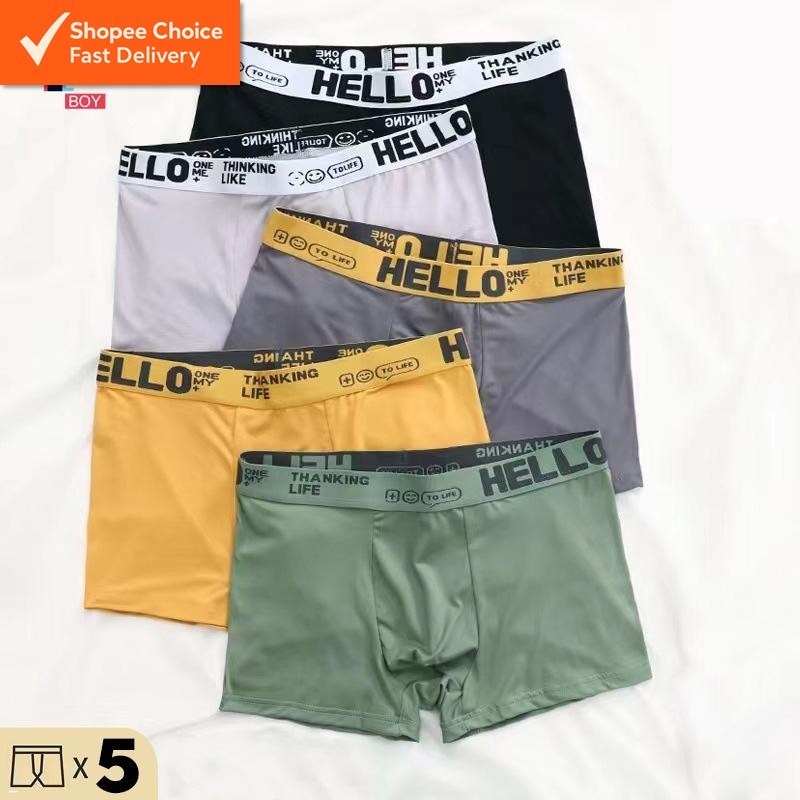 HELLO Men's Fashion Boxer Briefs Set (5pcs) - High Elasticity ...