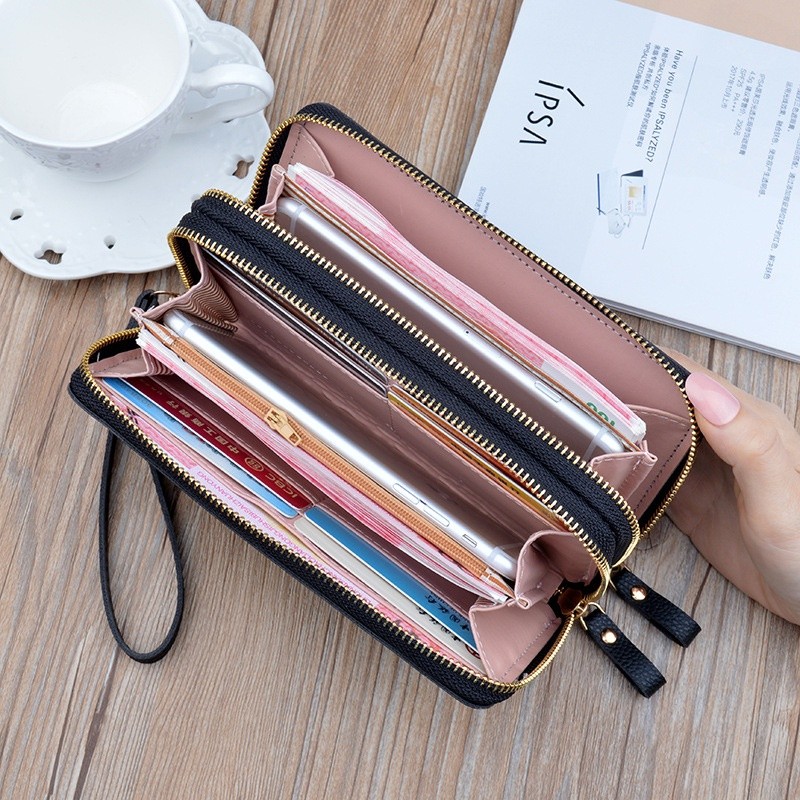 Elegant Women's Leather Purse | Fashion Long Purse with Zipper | Large ...