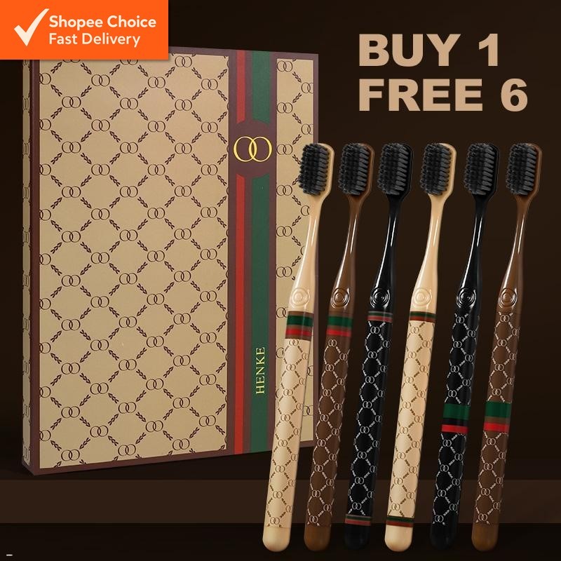 Luxury Toothbrush Set –6 pcs Ultra-Fine Soft Bristles with Box, Gentle ...