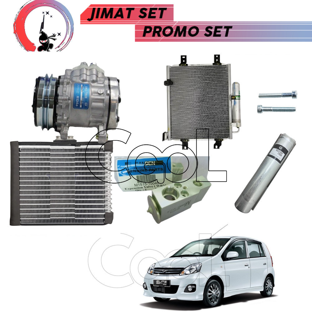 JIMAT SET PERODUA VIVA / ELITE FULL SET AIRCOND PARTS COMPRESSOR ...