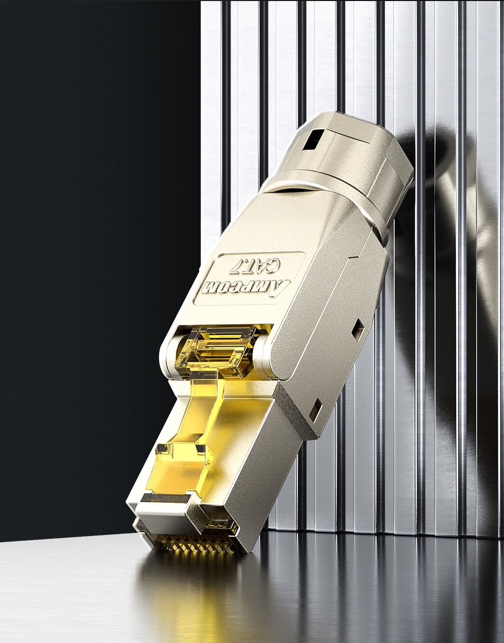 AMPCOM Toolless RJ45 Connector, CAT8/CAT7/CAT6A Tool Free Reusable Termination Plugs Shielded ...