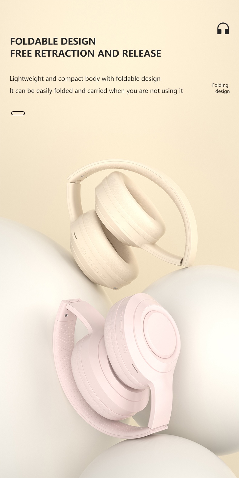 SPRISE Wireless Bluetooth Earphone & Foldable Headphone Gaming With Mic ...
