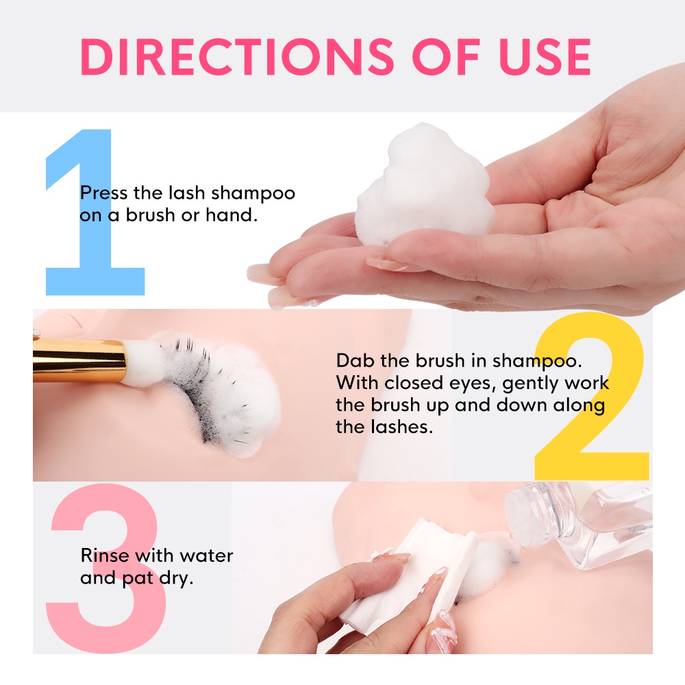 Genielash Eyelash Extension Foam Shampoo for Lash Spa Mousse Formulated Cleansing Foam Bubble ...