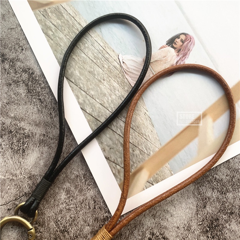 Genuine Leather Keychain Lanyard Handmade Key Chain Cowhide Tie Line ...