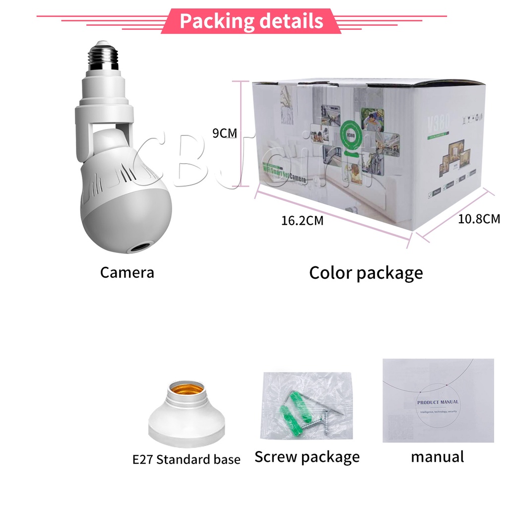 V380 Pro CCTV Wireless CCTV 5MP Bulb CCTV WIFI CCTV Fish eye Camera ...