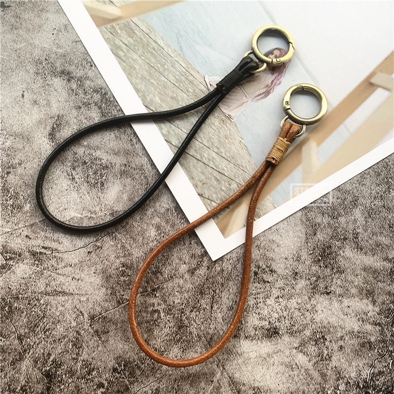 Genuine Leather Keychain Lanyard Handmade Key Chain Cowhide Tie Line ...