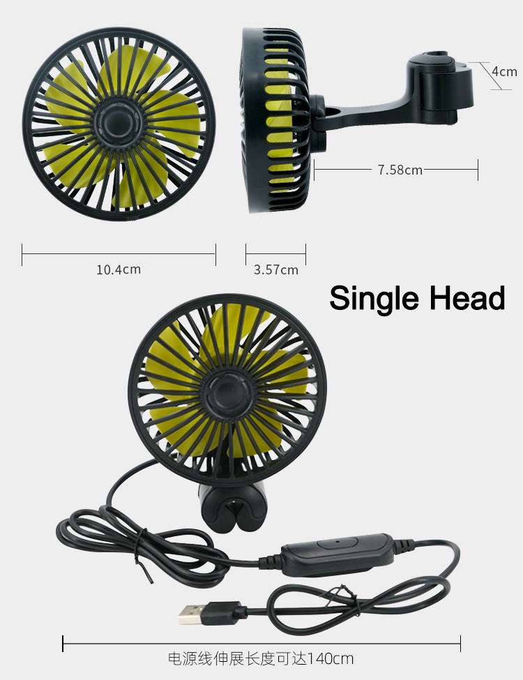 OATSBASF Car Back Rear Seat Headrest USB Fan Air Cooling Fan 3 Speed ...