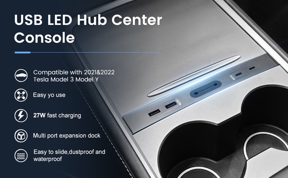 Tesla USB Hub for Model 3/Y(2021/2022/2023), 4-in-2 Docking Station ...