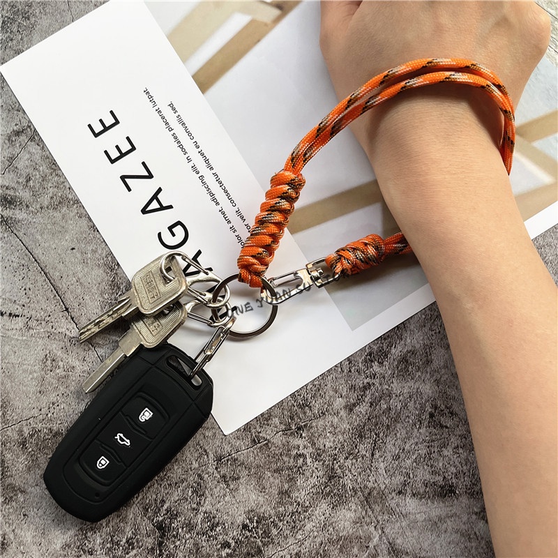 Hand Strap Braided Key Lanyards Heavy Metal Wrist Strap Keychain ...