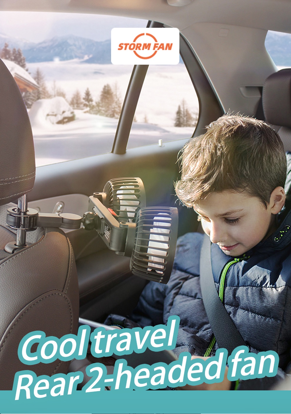 OATSBASF Car Back Rear Seat Headrest USB Fan Air Cooling Fan 3 Speed ...