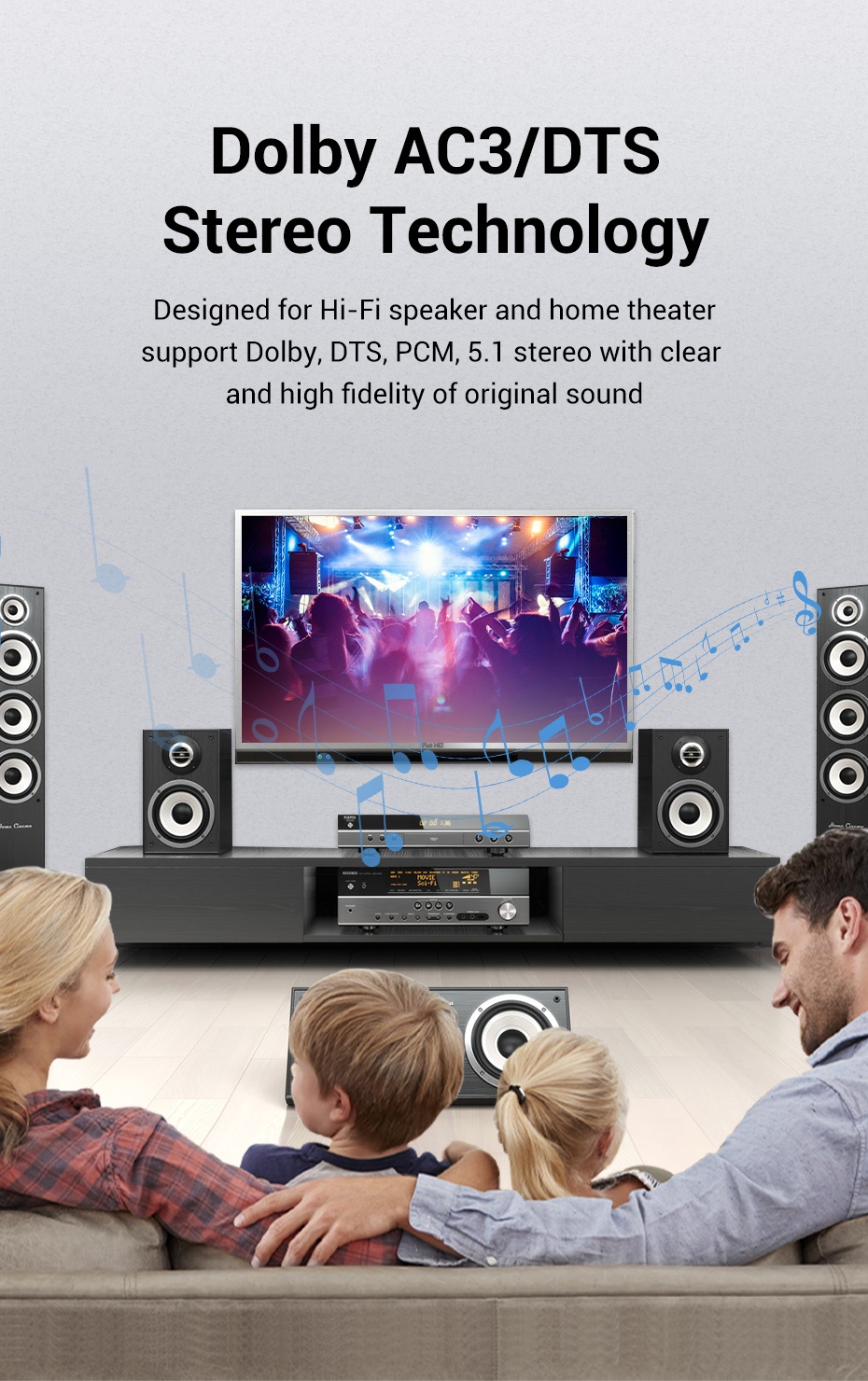 Vention Optical Fiber Audio Cable 5.1 S/PDIF Toslink PVC Cotton Mesh ...