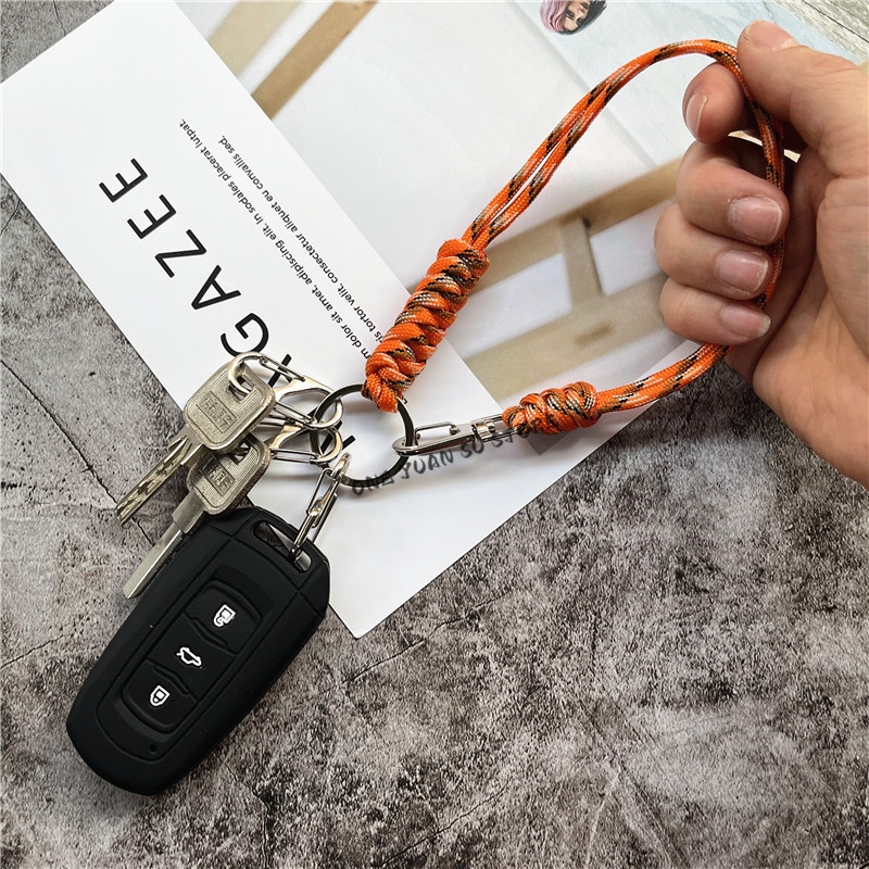 Hand Strap Braided Key Lanyards Heavy Metal Wrist Strap Keychain ...