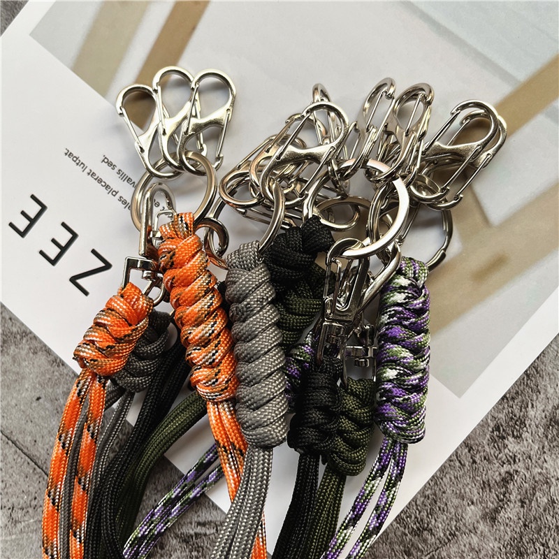 Hand Strap Braided Key Lanyards Heavy Metal Wrist Strap Keychain ...