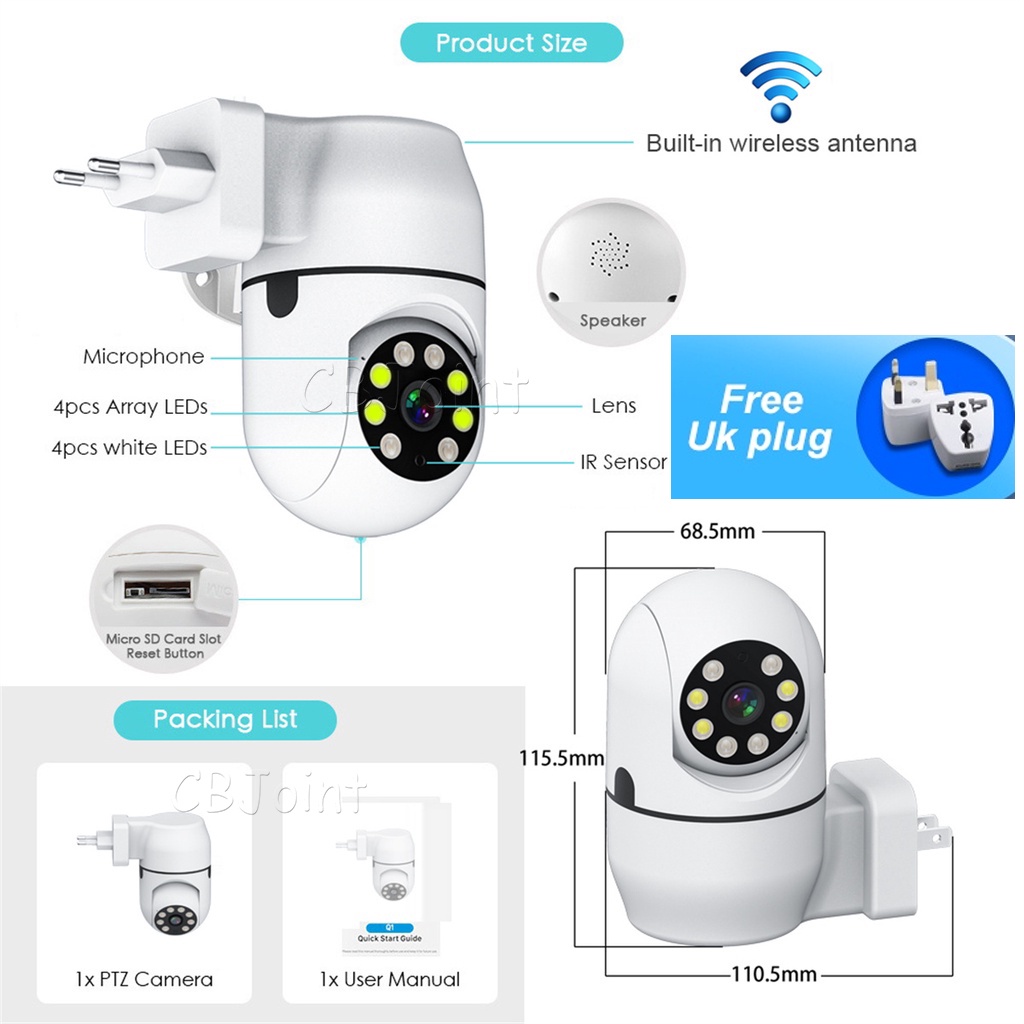 V380 Pro CCTV Wireless CCTV 5MP Socket Bulb CCTV Camera 360 Camera WIFI ...