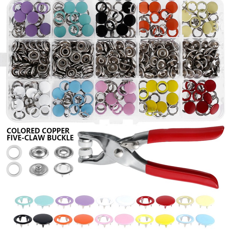 Snap Button Plier Tool 100 Set Hollow/Solid Prong Press Studs Snap ...