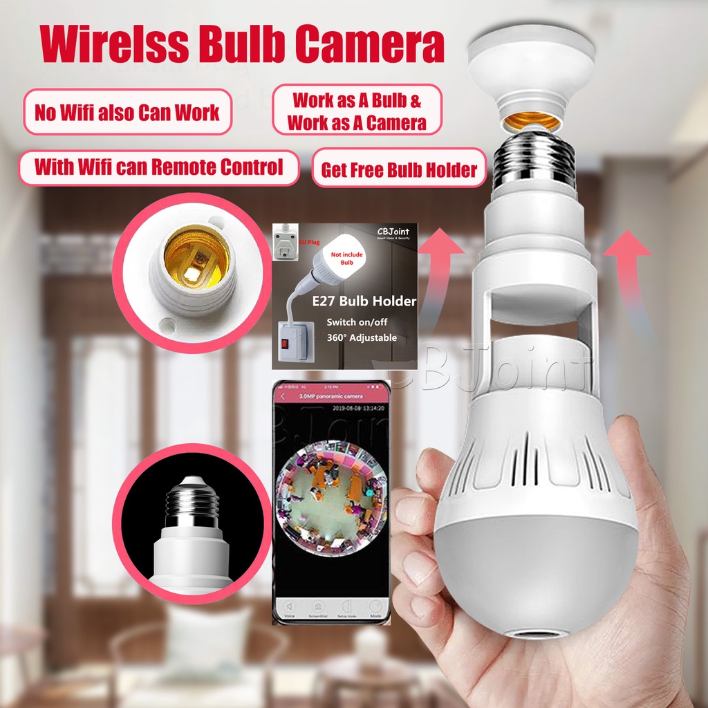 V380 Pro CCTV Wireless CCTV 5MP Bulb CCTV WIFI CCTV Fish eye Camera ...