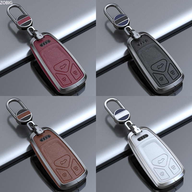 ZOBIG Zinc alloy leather for Audi Key Fob Cover Premium Car Key Case ...