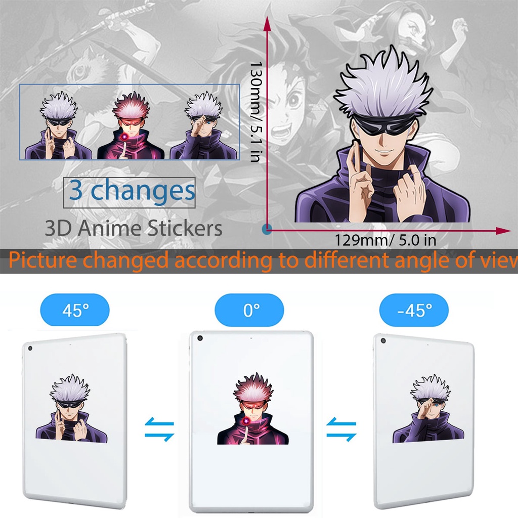 Jujutsu Kaisen Anime 3D Motion Car Stickers 3D Lenticular Waterproof ...