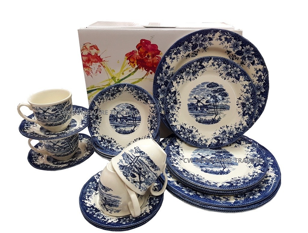 Claytan 185B Windmill Blue 20pcs (4Pax) Set Pinggan Mangkuk | Set ...