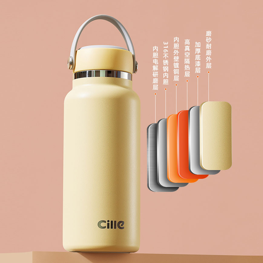 Cille 730m/750ml/1L Tea Separating 316SS Stainless Steel Vacuum Flask ...