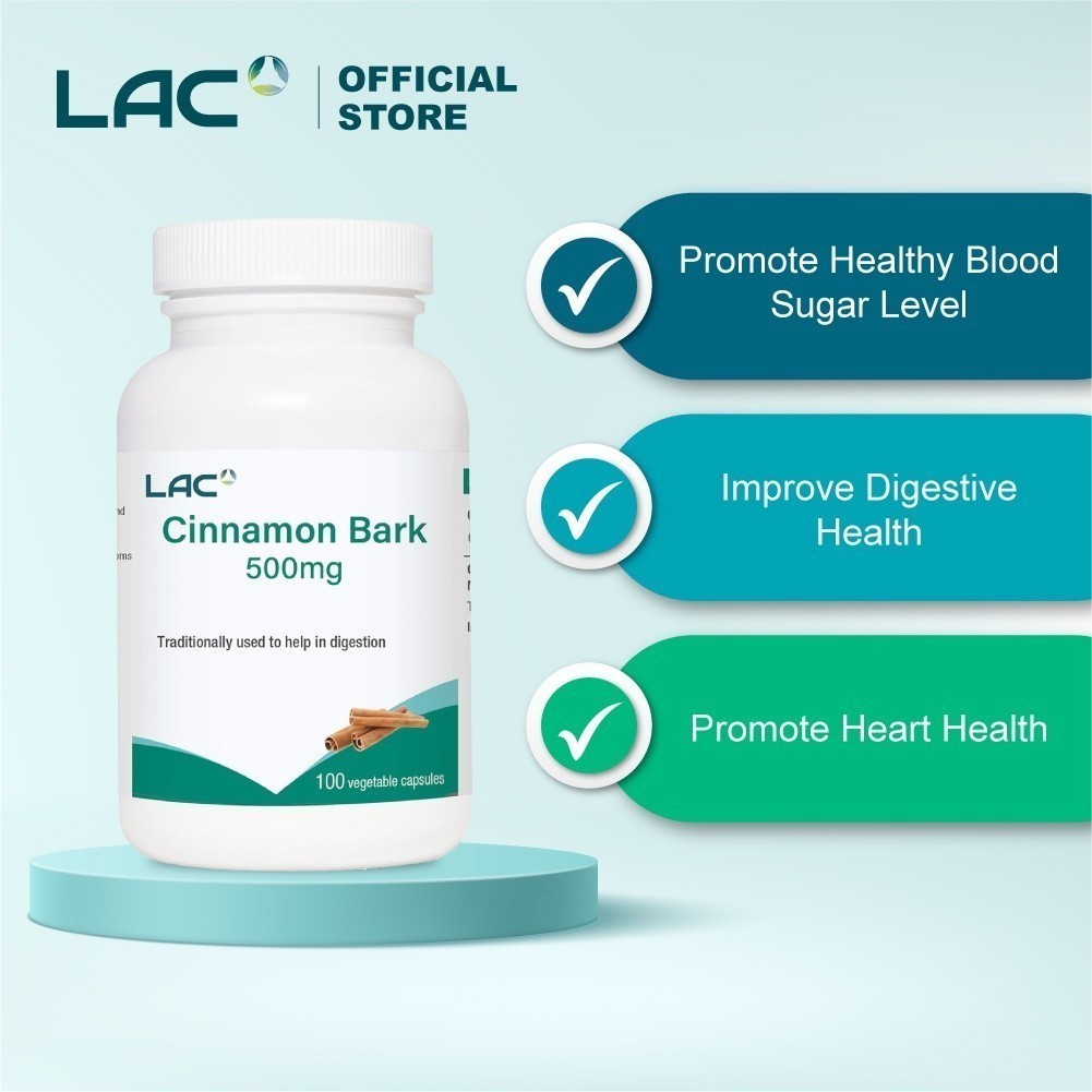 LAC Cinnamon Bark 500mg (100 Vegetable Capsules) [Exp Nov 2025 ...
