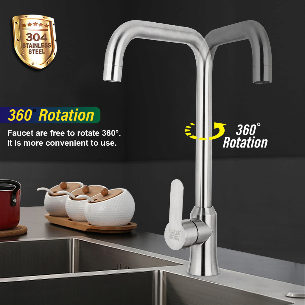 MCPRO Plus SUS304 Stainless Steel Kitchen Extra Big Faucet L SHAPE ...