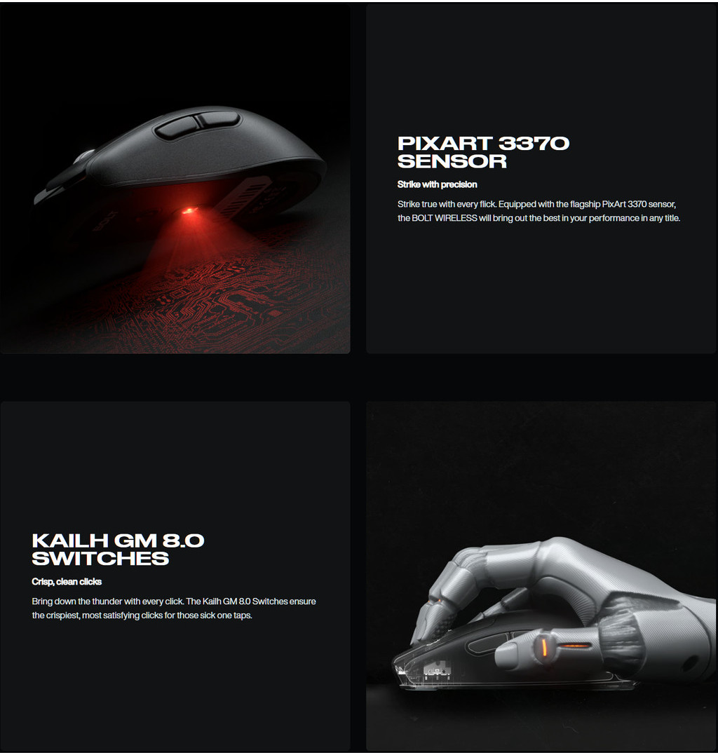 Fnatic Gear Bolt Wireless Gaming Mouse - ( Black / White ) | Shopee ...