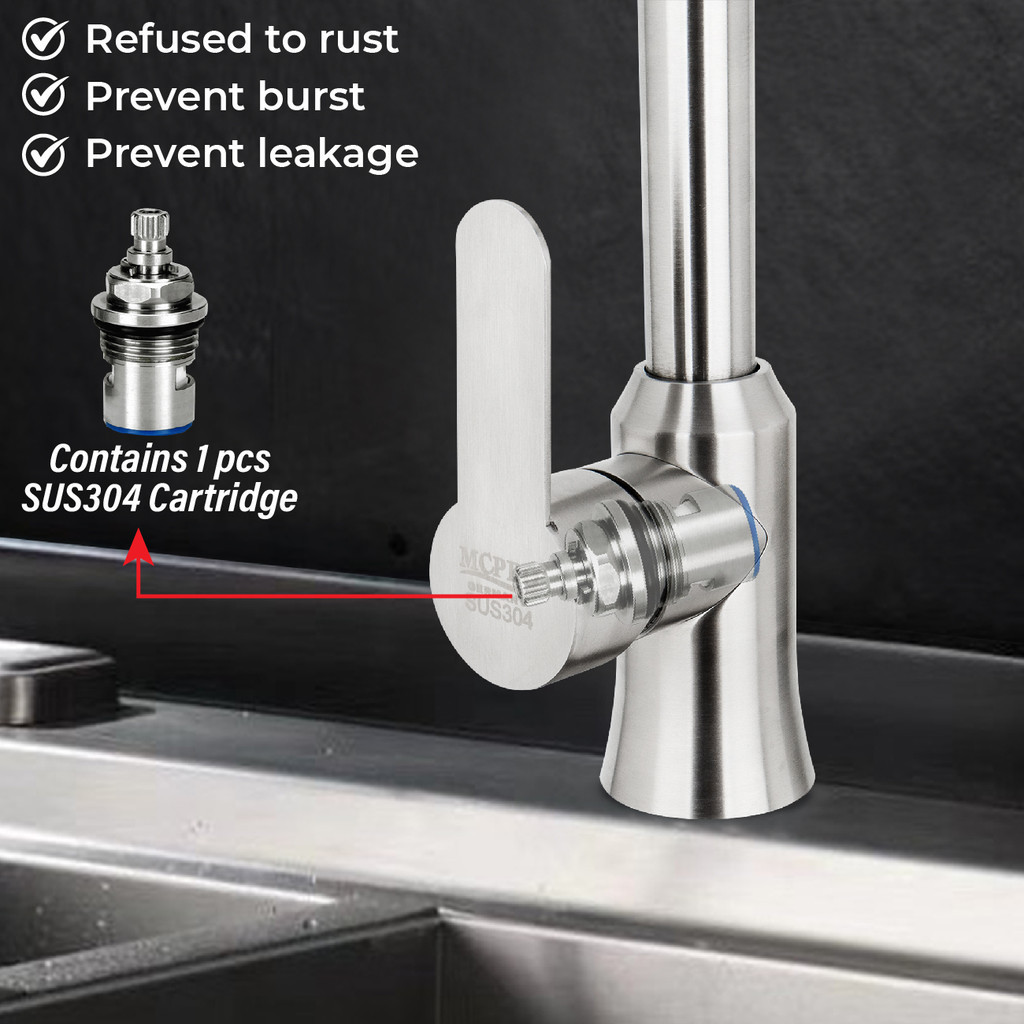 MCPRO Plus SUS304 Stainless Steel Kitchen Extra Big Faucet L SHAPE ...