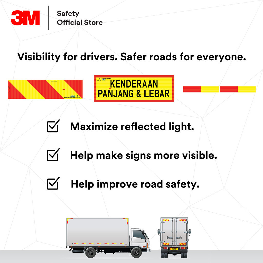 3MTM Conspicuity Lorry Reflective Sticker/ Puspakom Sticker/ Marking ...