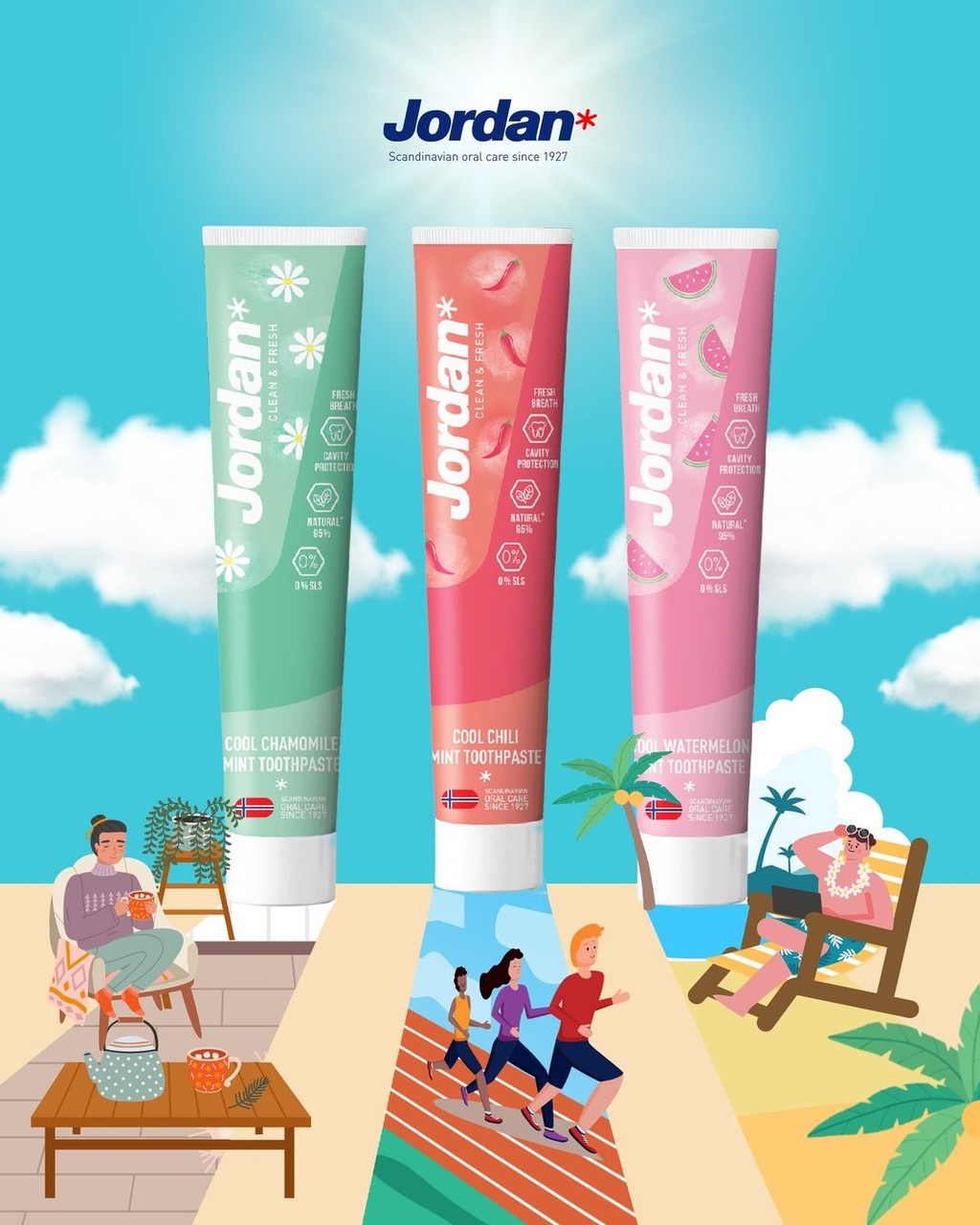 JORDAN TASTE PASTE Clean & Fresh Adult Toothpaste ASSORTED Flavour 75g ...