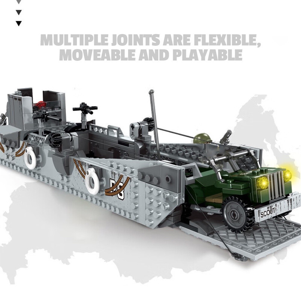 Sembo Block 207053 Survival Warfare Series Ship Military Jeep Garage ...