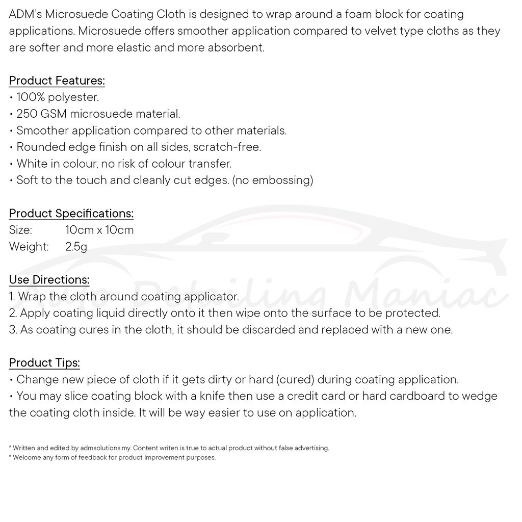 Microfiber Suede Coating Applicator Cloth Micro Suede Small Coating ...