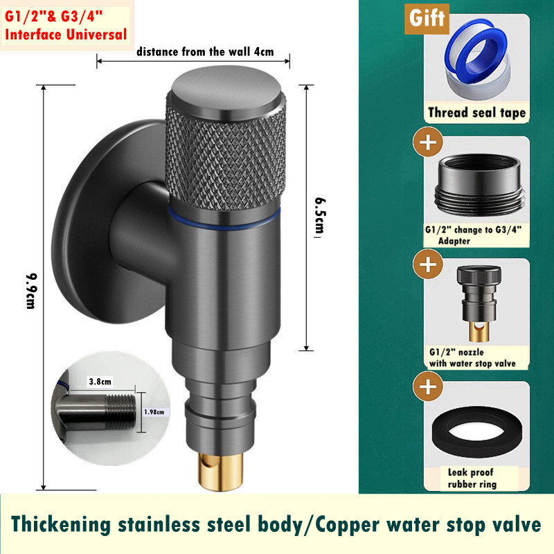 Washing Machine Tap Valve Outdoor Faucet Copper G1/2/G3/4 Washing ...