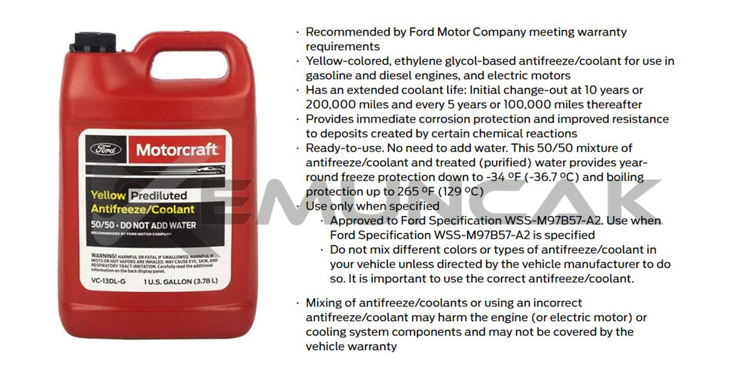 FORD Motorcraft Coolant Yellow 50/50 Prediluted Antifreeze | Shopee ...