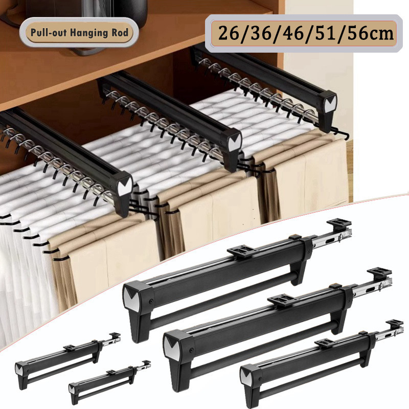 Pull Out Pants Hanger Rack Sliding Wardrobe Organizer Clothes Pants ...